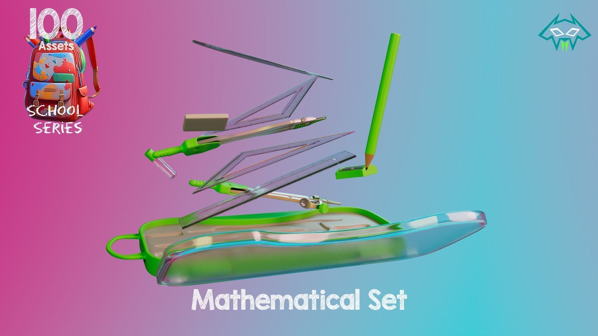 Mathematical Set - 100 Assets - School Series 3D model | CGTrader