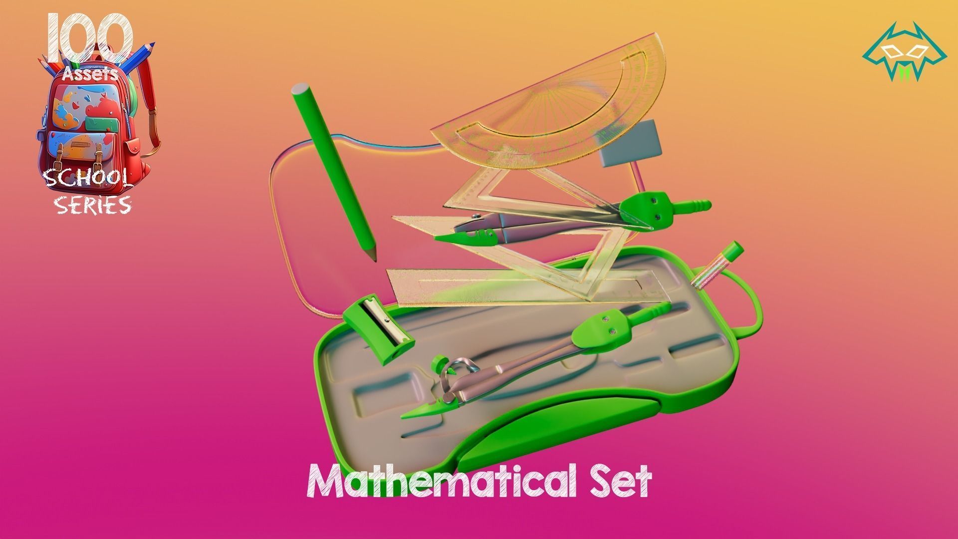 Mathematical Set - 100 Assets - School Series 3D model | CGTrader