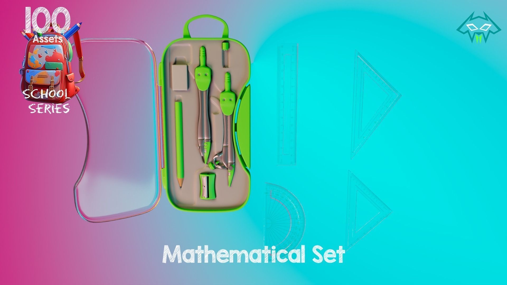 Mathematical Set - 100 Assets - School Series 3D model | CGTrader