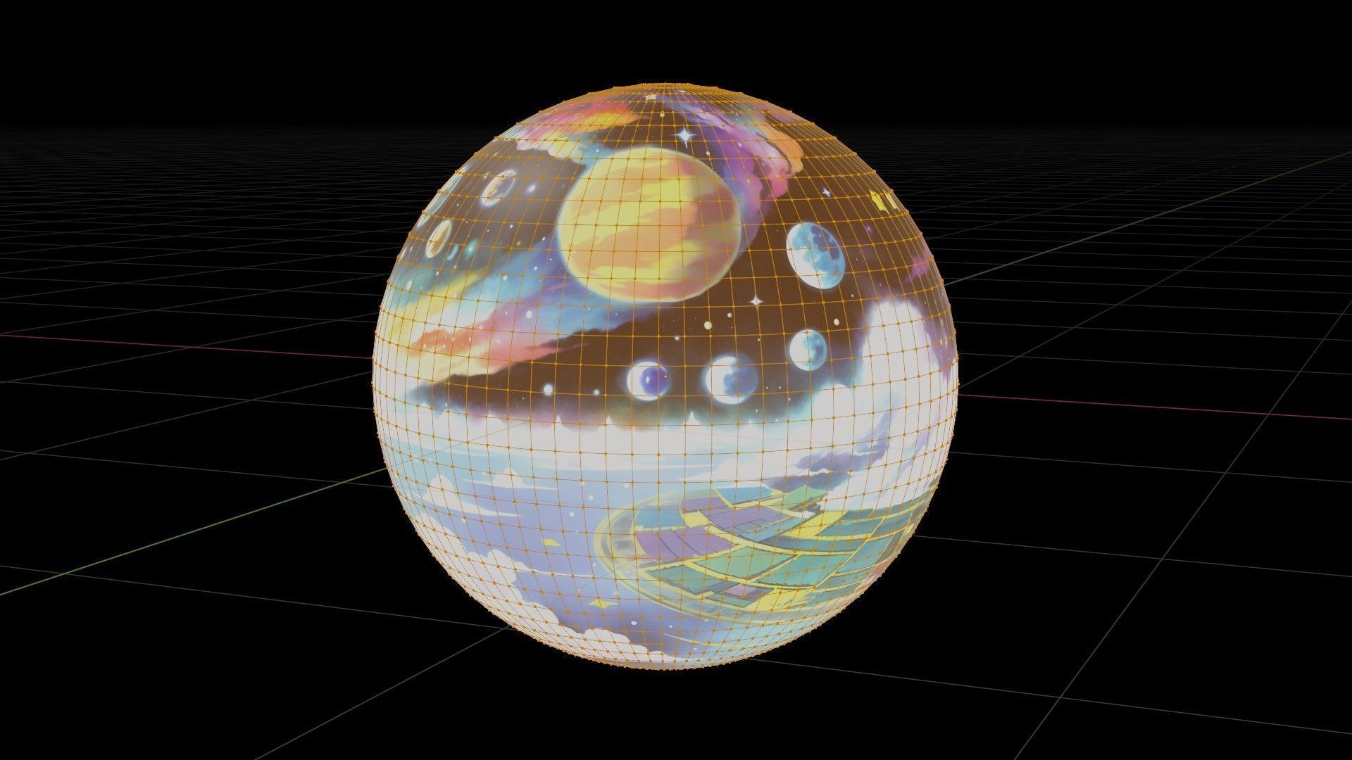 3D model Panoramic Sky SET - Manga Cosmic Night Land - 3D mesh and ...