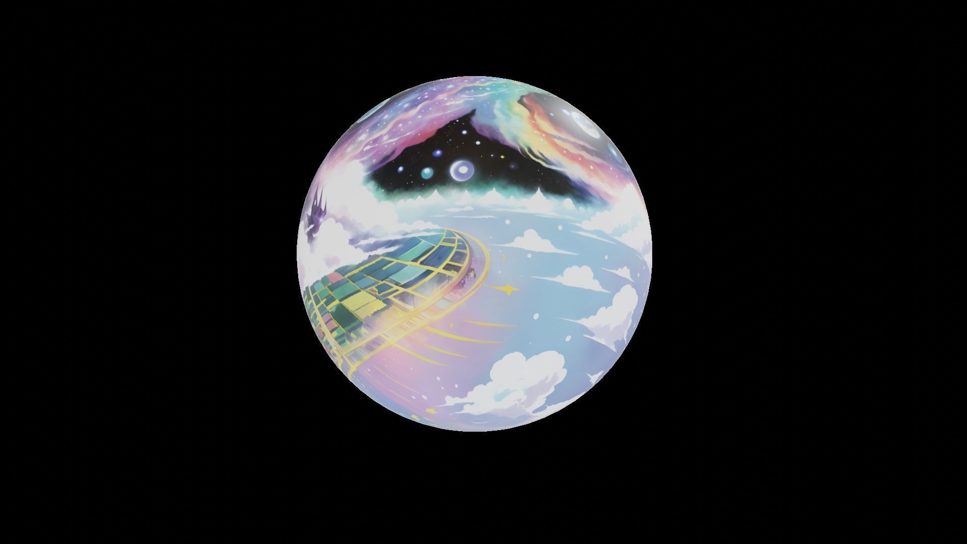 3D model Panoramic Sky SET - Manga Cosmic Night Land - 3D mesh and ...