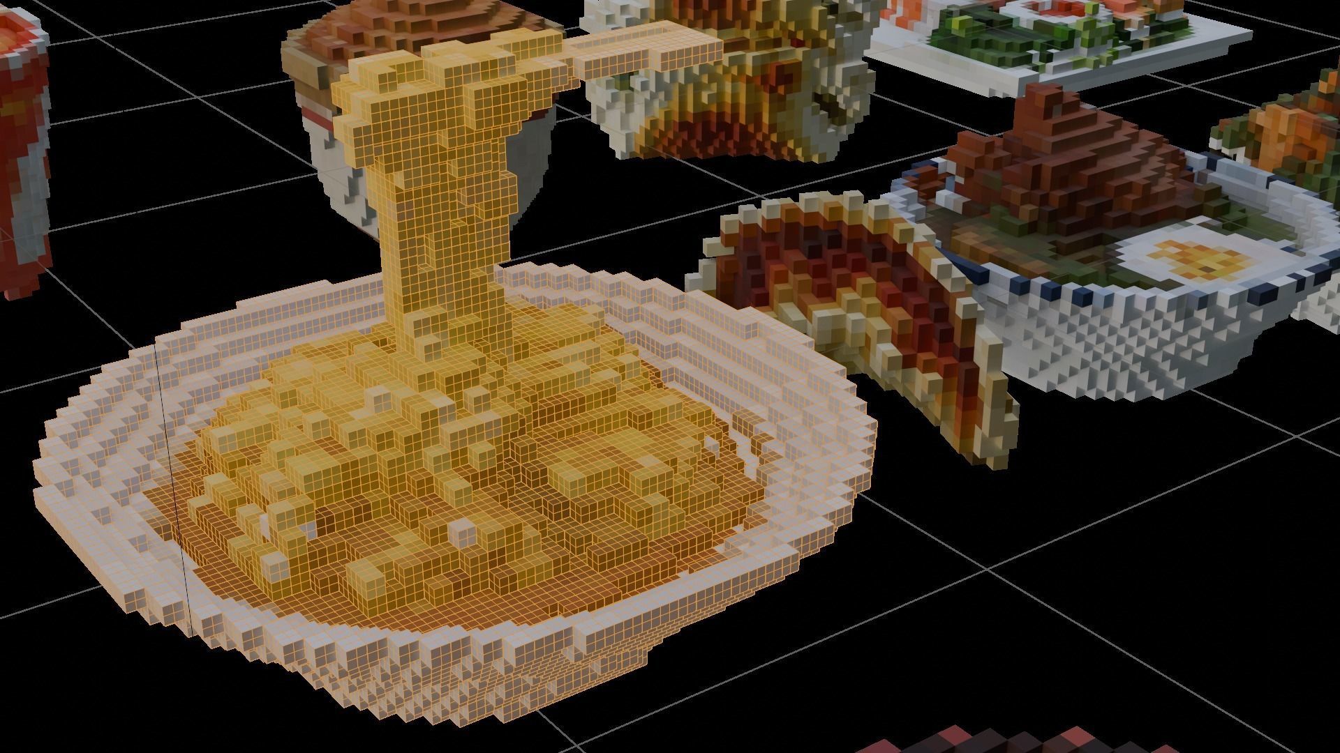 3D model Tiny Asian Food 3D Model Collection Retro Pixel Style VR / AR ...