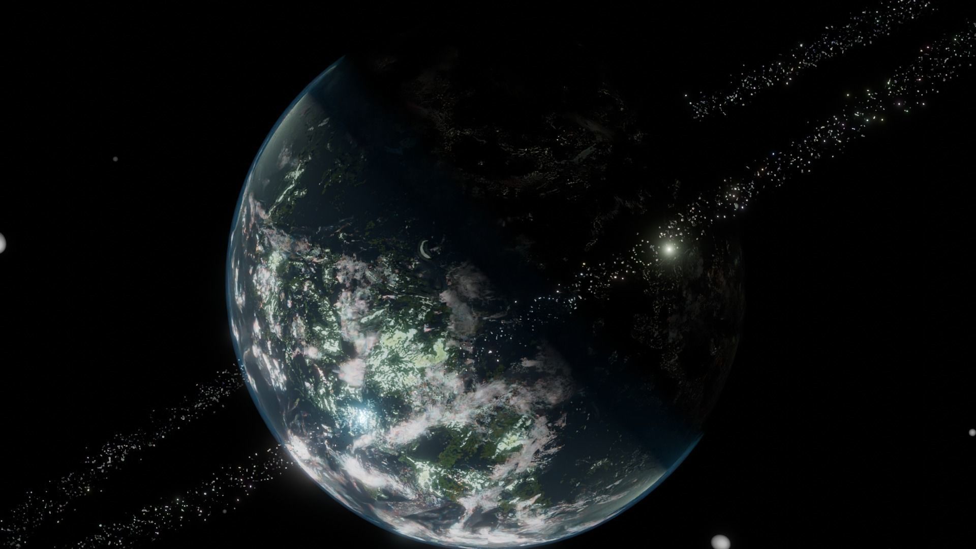 3D model Photorealistic 3D Planet Model Featuring Rings and Night ...