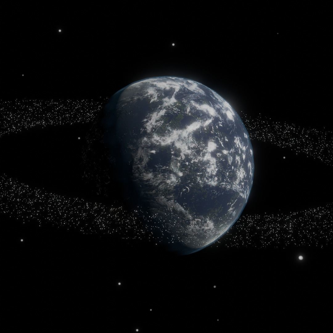 3D model Photorealistic 3D Planet Model Featuring Rings and Night ...