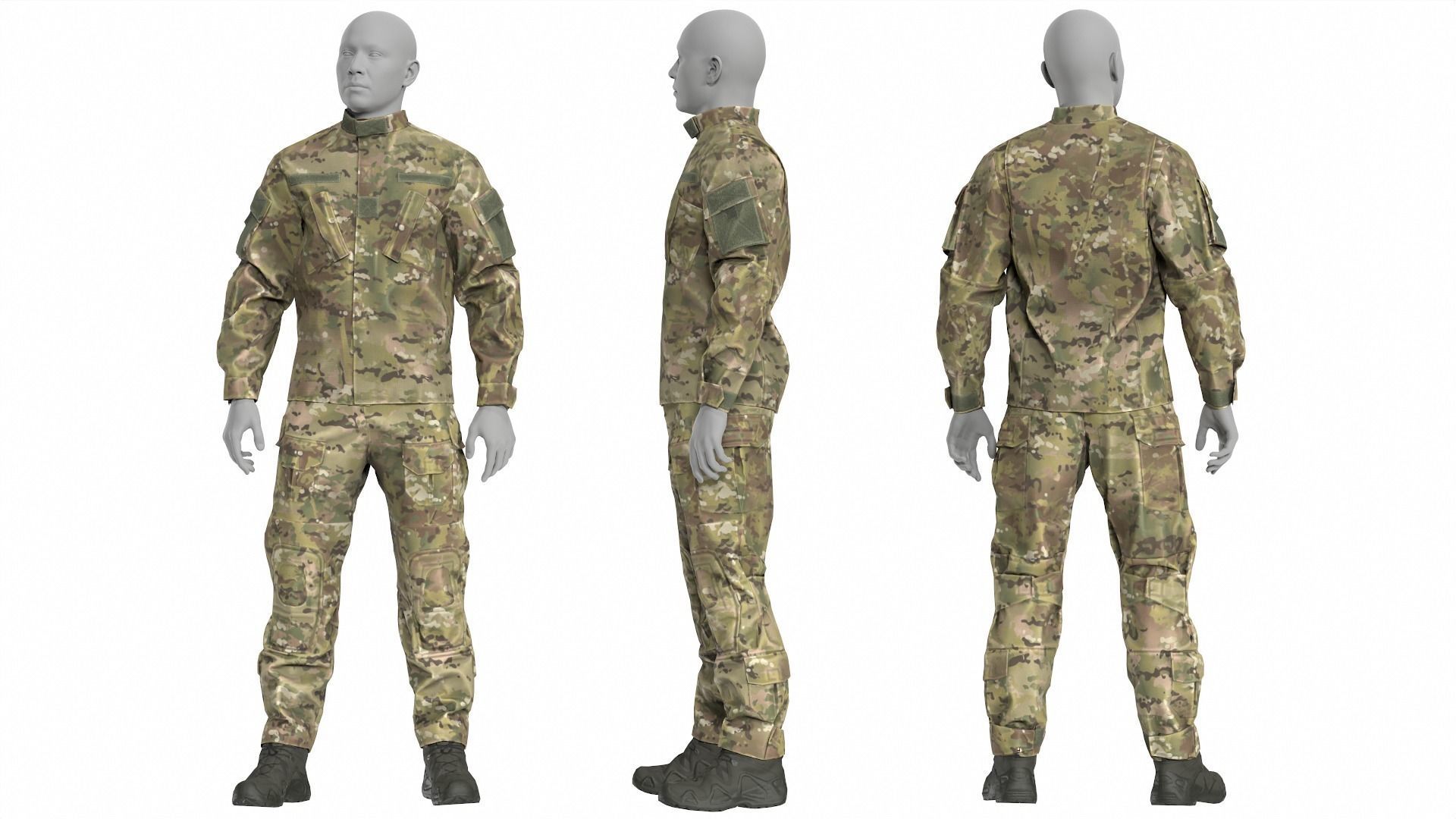 3D model Tactical Combat Uniform in 8 Camo VR / AR / low-poly | CGTrader