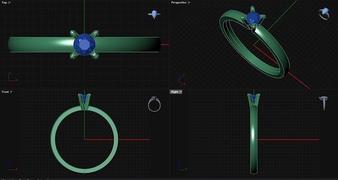 4 Prong Peg Head Engagement Ring 3D model 3D printable | CGTrader
