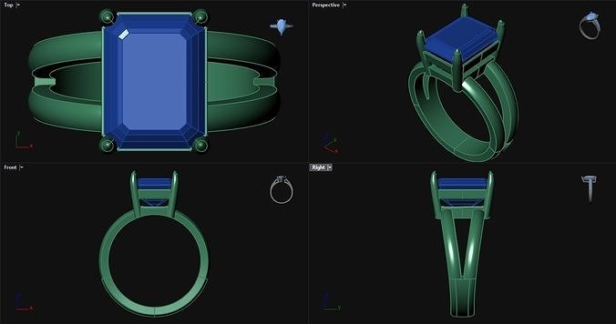 Emerald Split Shank Engagement Ring 3D model 3D printable | CGTrader