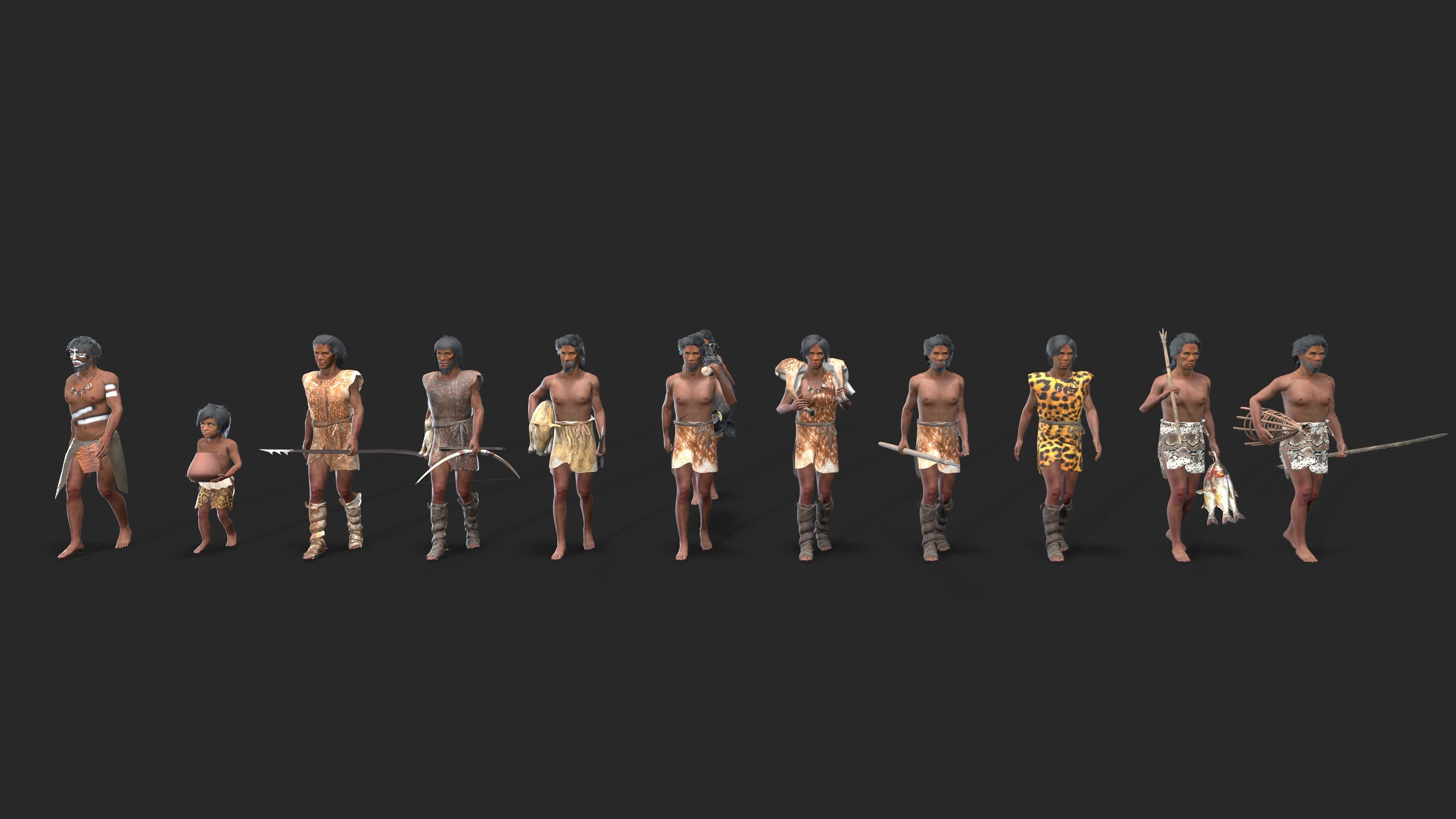 3D model hominid VR / AR / low-poly rigged animated | CGTrader