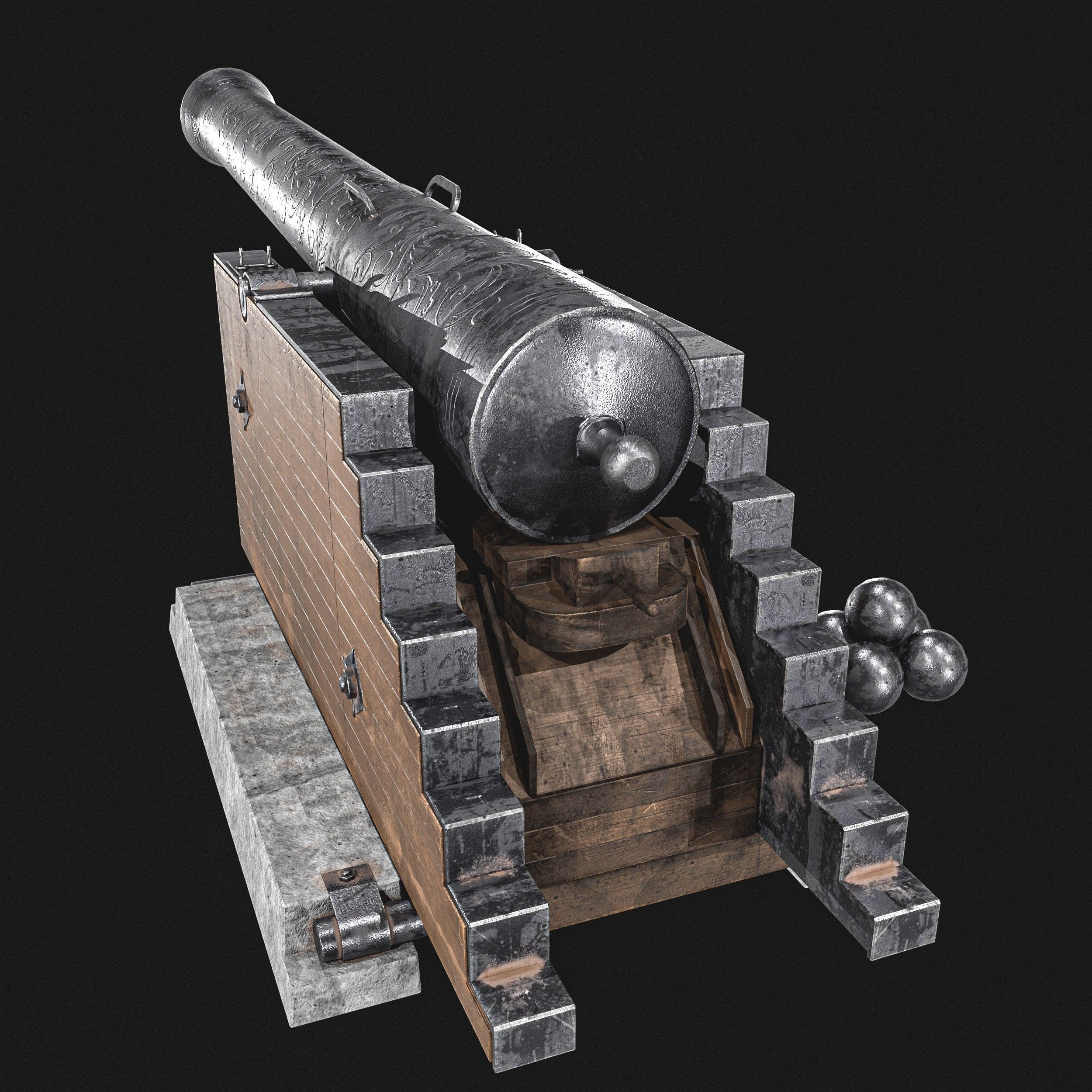 3D model Fortress Cannon VR / AR / low-poly | CGTrader