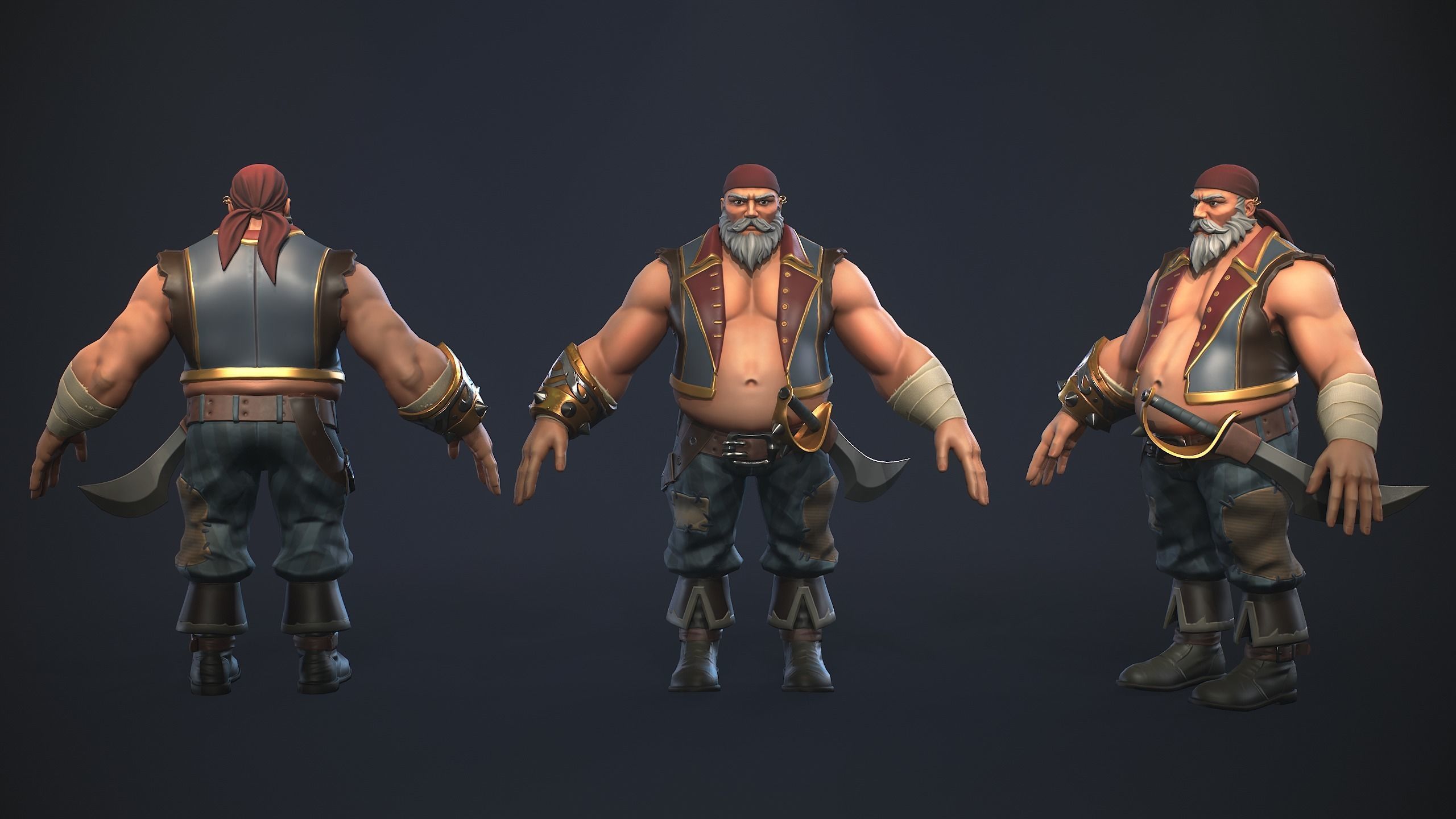 3D model Stylized Pirate Lockwood - Game ready Low poly 3d Model VR ...