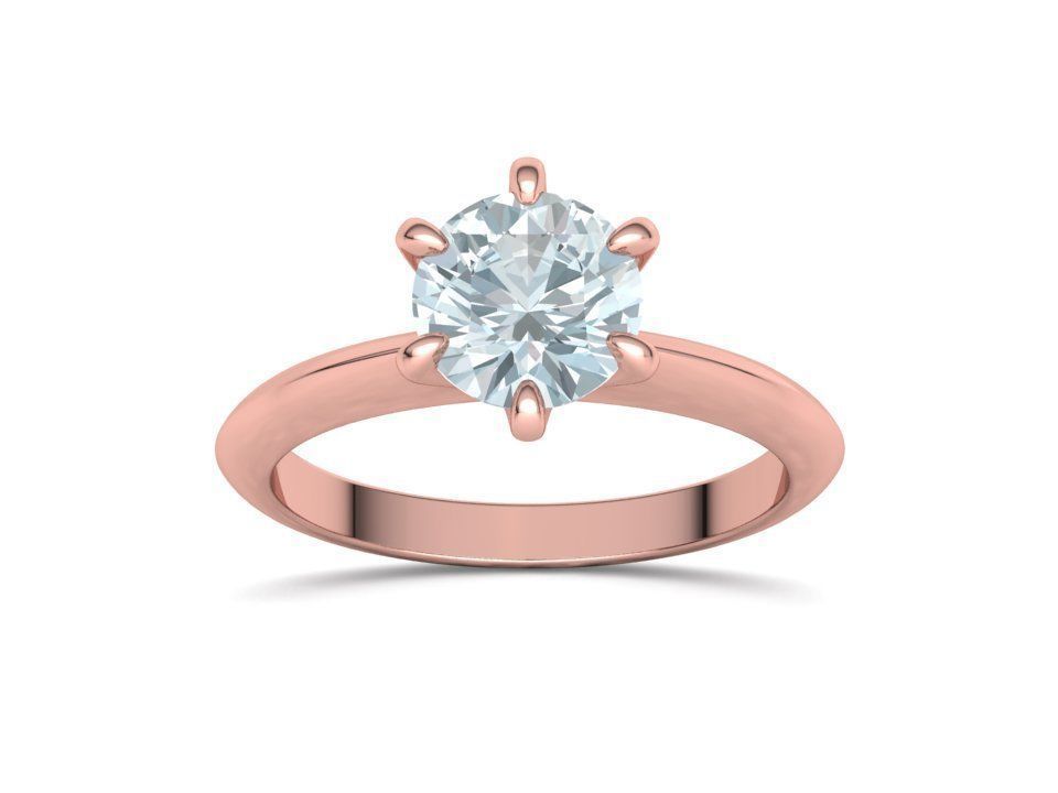 Solitaire Engagement Ring 6 prong Crown Head 2 RINGS INSIDE 3D Model ...