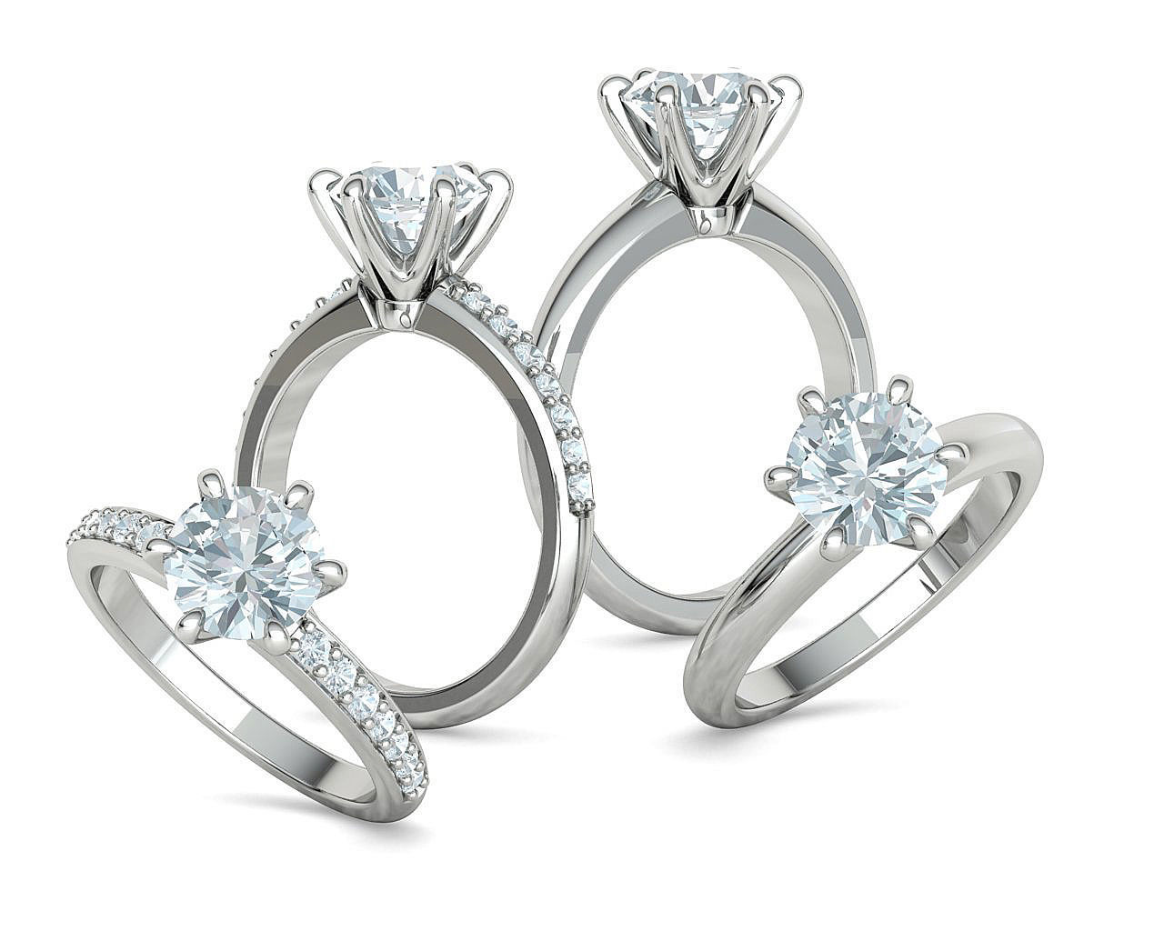 Solitaire Engagement Ring 6 prong Crown Head 2 RINGS INSIDE 3D Model ...