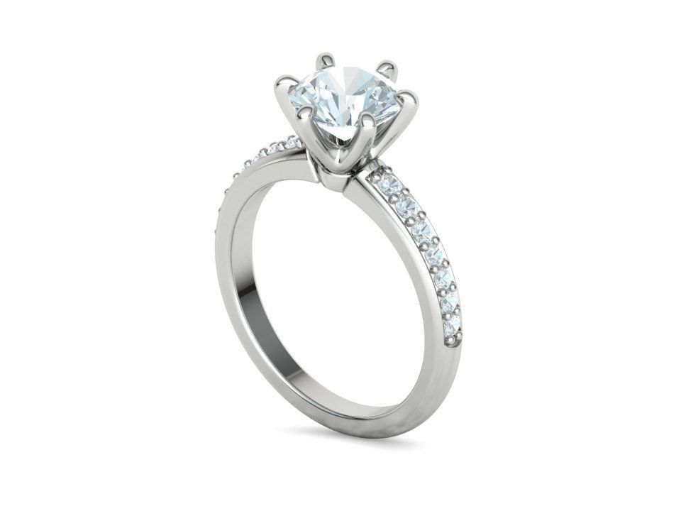 Solitaire Engagement Ring 6 prong Crown Head 2 RINGS INSIDE 3D Model ...