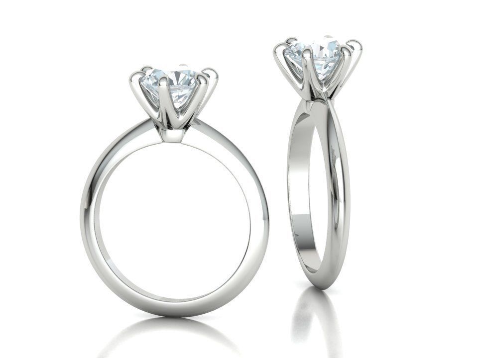 Solitaire Engagement Ring 6 prong Crown Head 2 RINGS INSIDE 3D Model ...