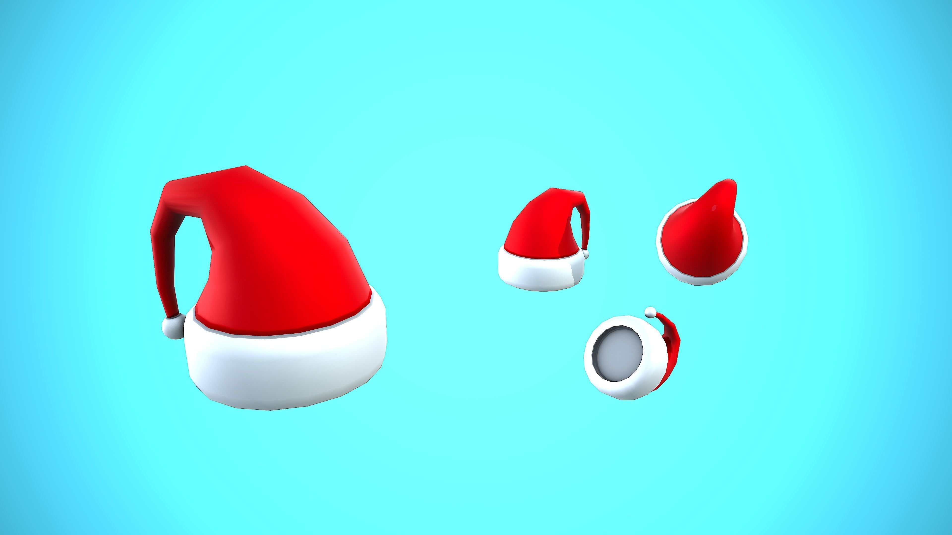 3D model SANTAS HAT CHRISTMAS CARTOON STYLIZED VR / AR / low-poly ...