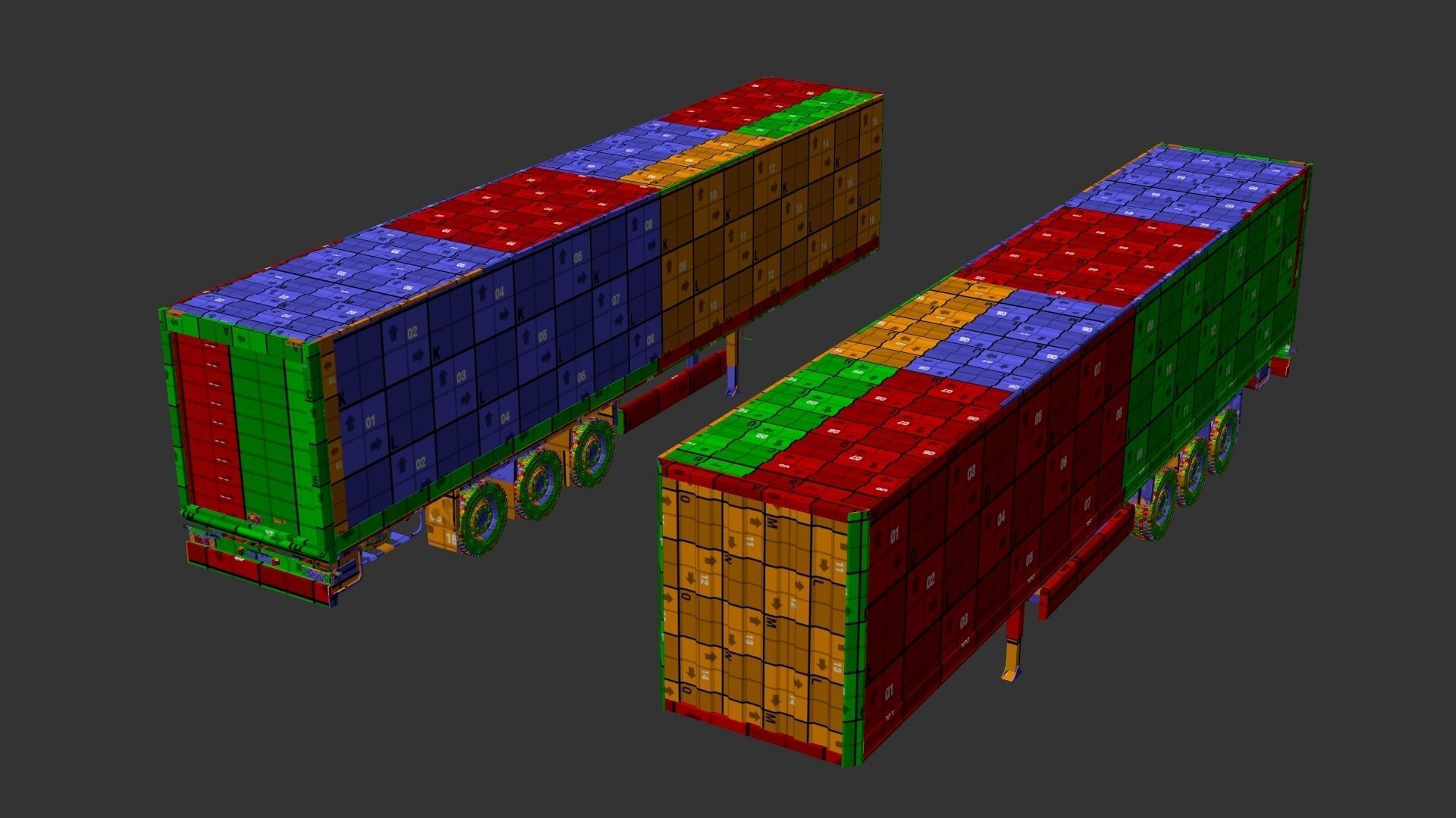 Truck rig with dry freight box trailer for Cinema 4D 3D model rigged ...