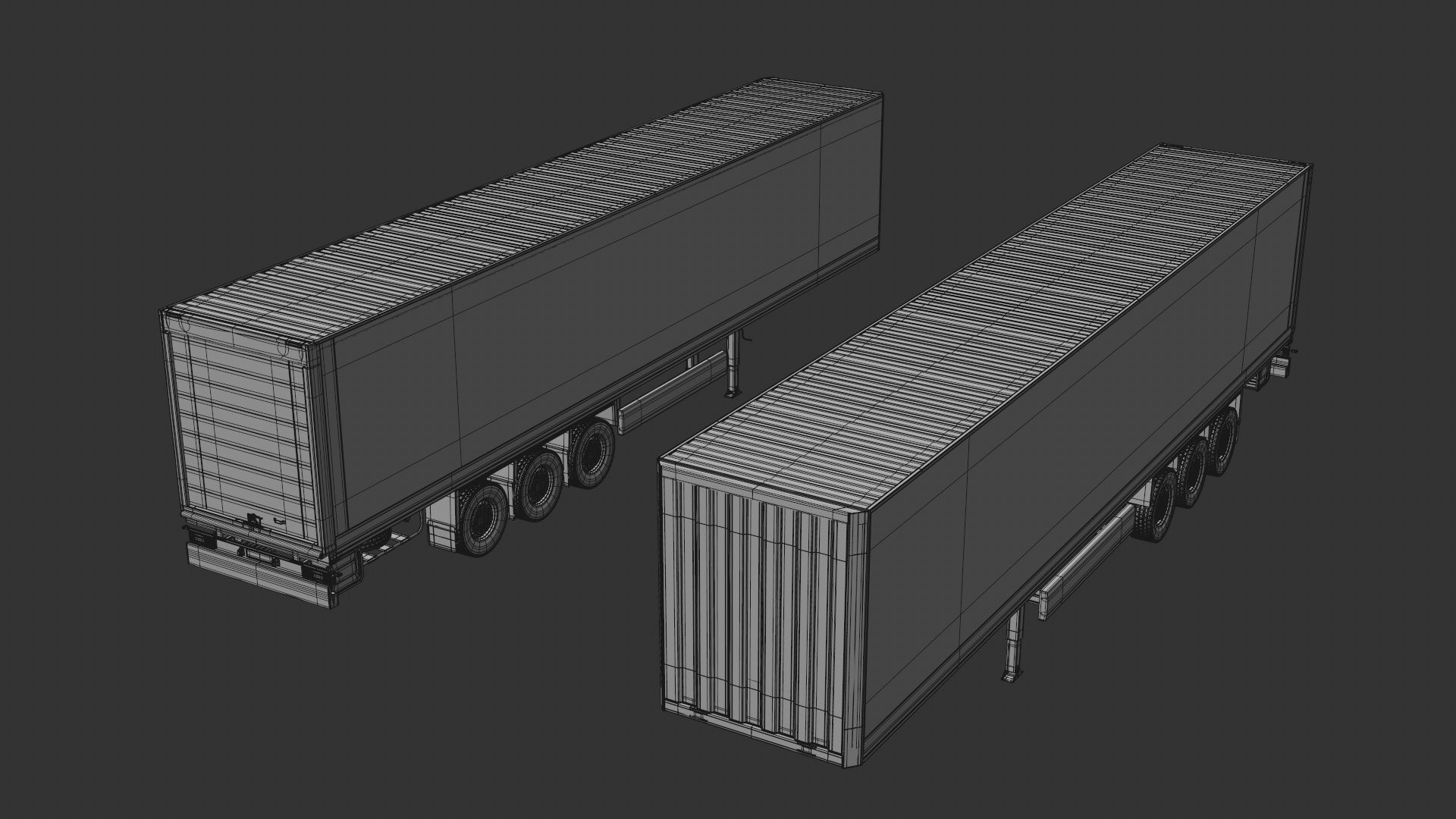 Truck rig with dry freight box trailer for Cinema 4D 3D model rigged ...