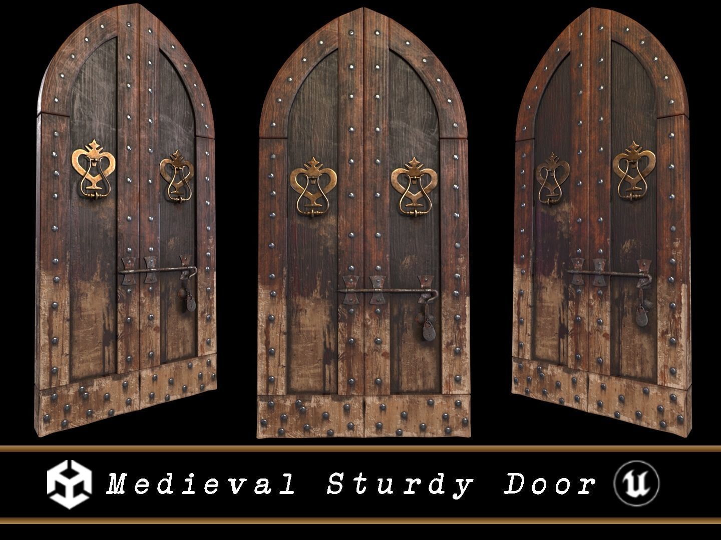 3D model Medieval Sturdy Door VR / AR / low-poly | CGTrader