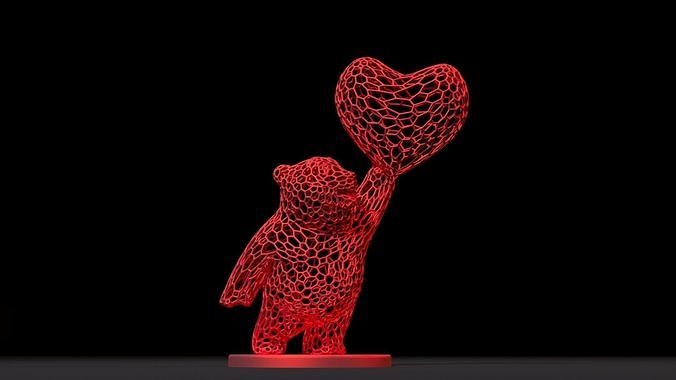 Bear with heart 3D model 3D printable | CGTrader