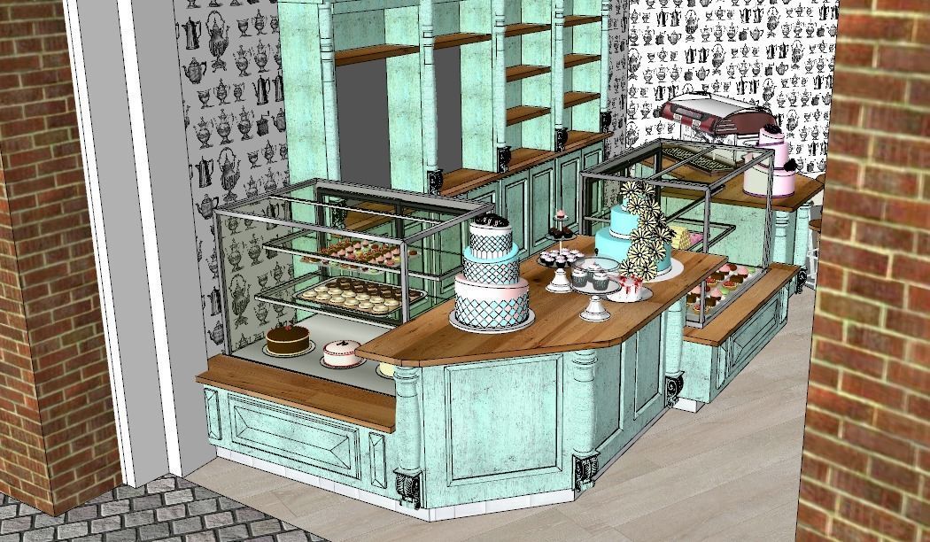 3D model 22060127 Sketchup contemporary interior commercial bakery cafe ...