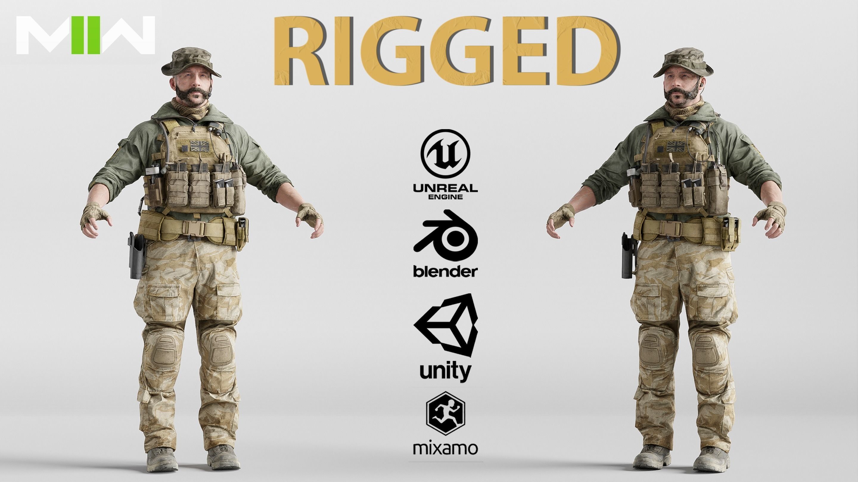 CAPTAIN PRICE from Call Of Duty RIGGED 3D model rigged | CGTrader