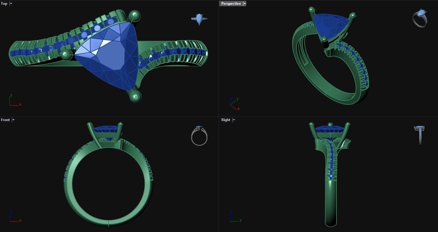 Bypass Trillion Engagement Ring 3D model 3D printable | CGTrader