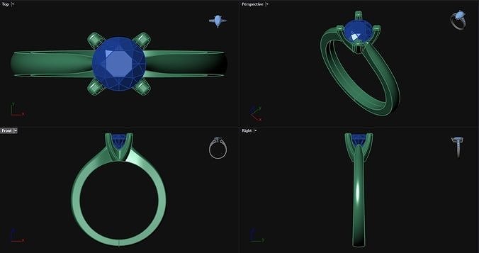 Four Prong Engagement Ring 3D model 3D printable | CGTrader