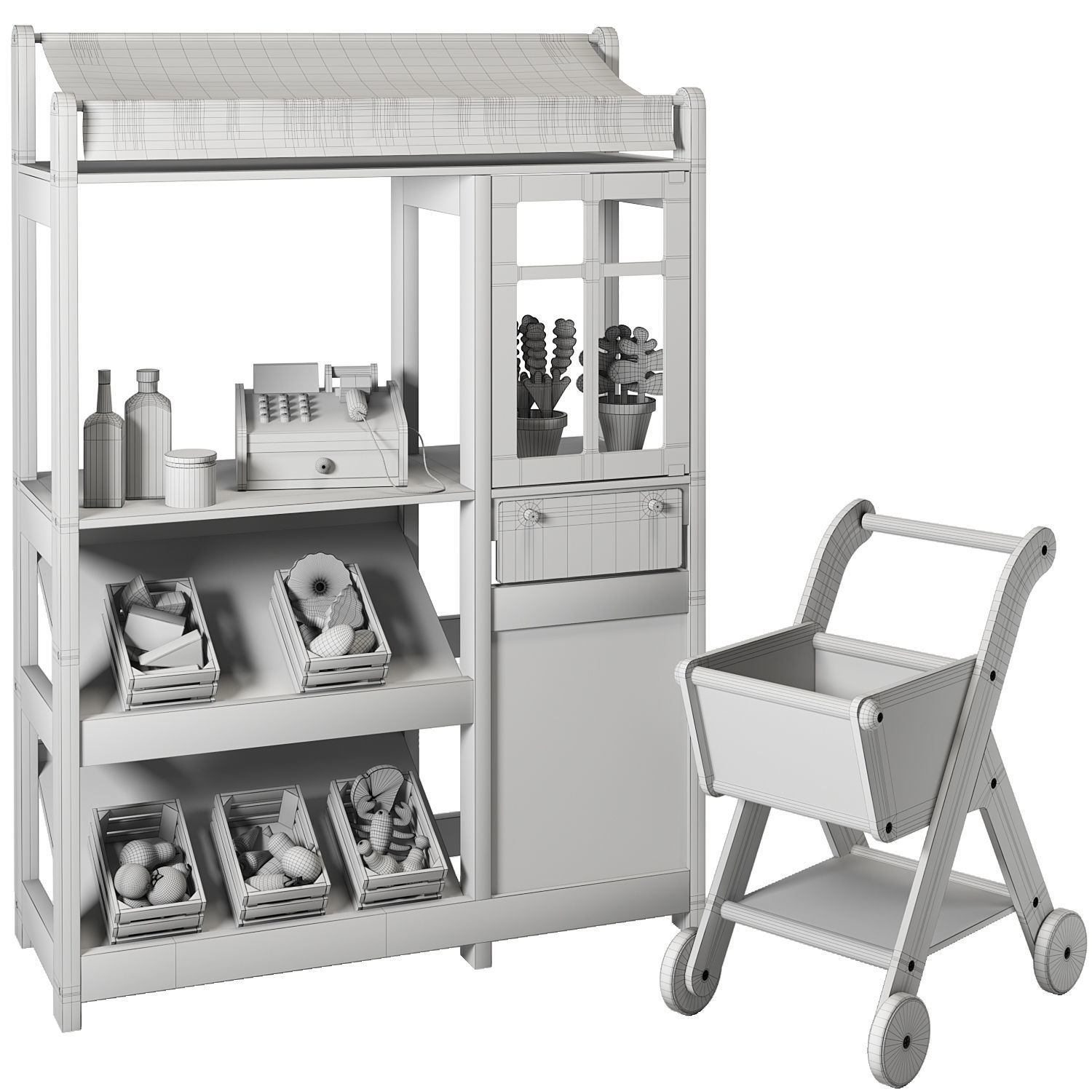 Coco Village Wooden Play Market Stand 3D model | CGTrader