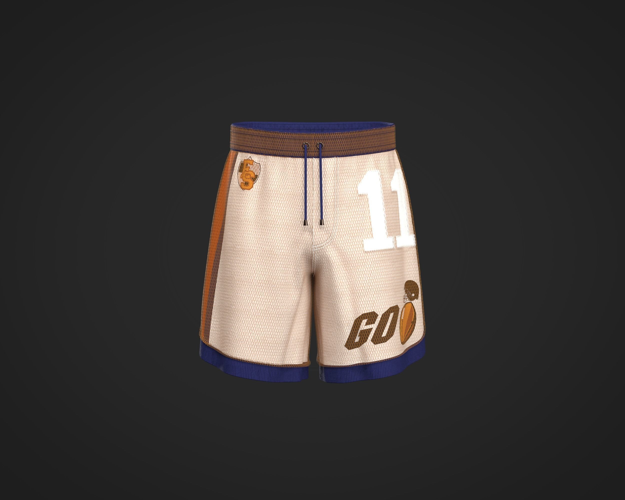 Mens relaxed fit shorts with graphics and layering with mesh 3D model ...