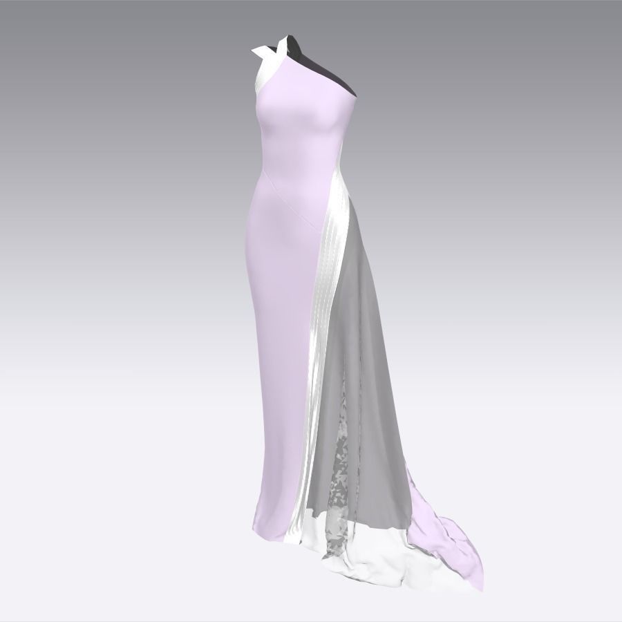 3D model lilac color and white silk satin fabric VR / AR / low-poly ...