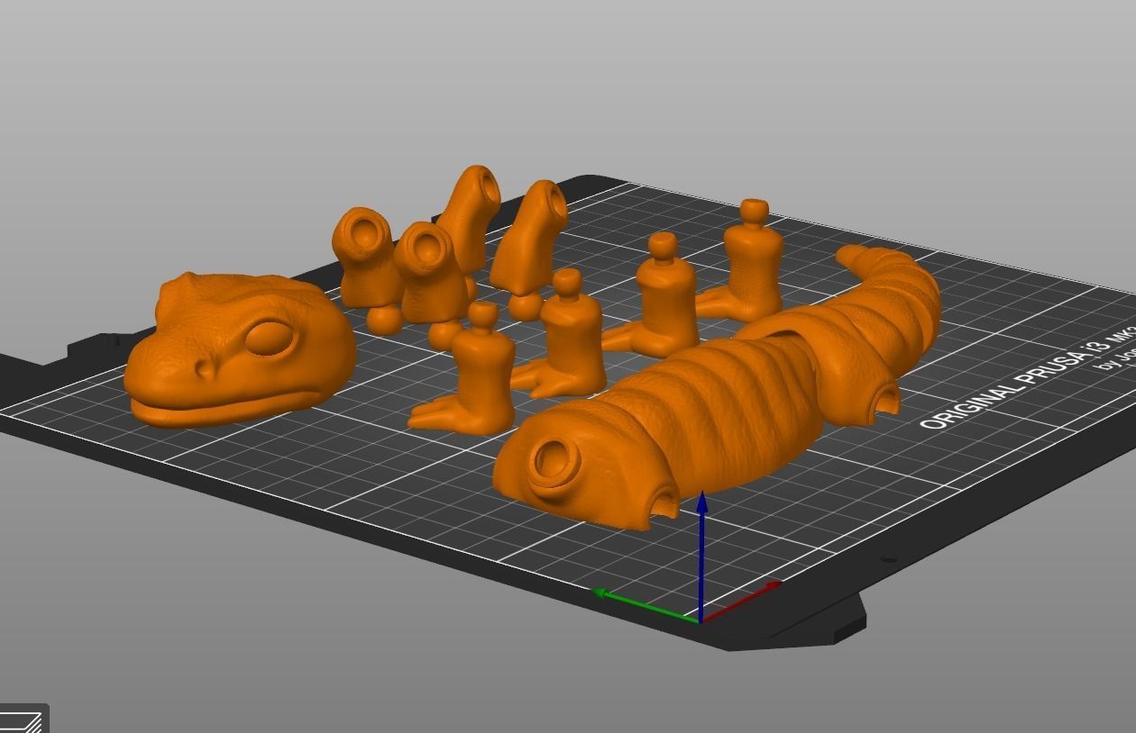 Movable figure of the salmander toy print in place body free 3D model ...