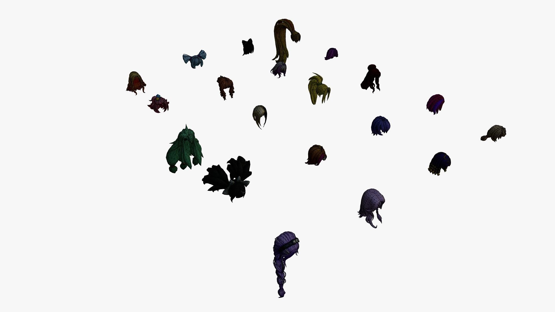 20 Stylized Female Hair Models Pack 1 - Low Poly 3D model | CGTrader