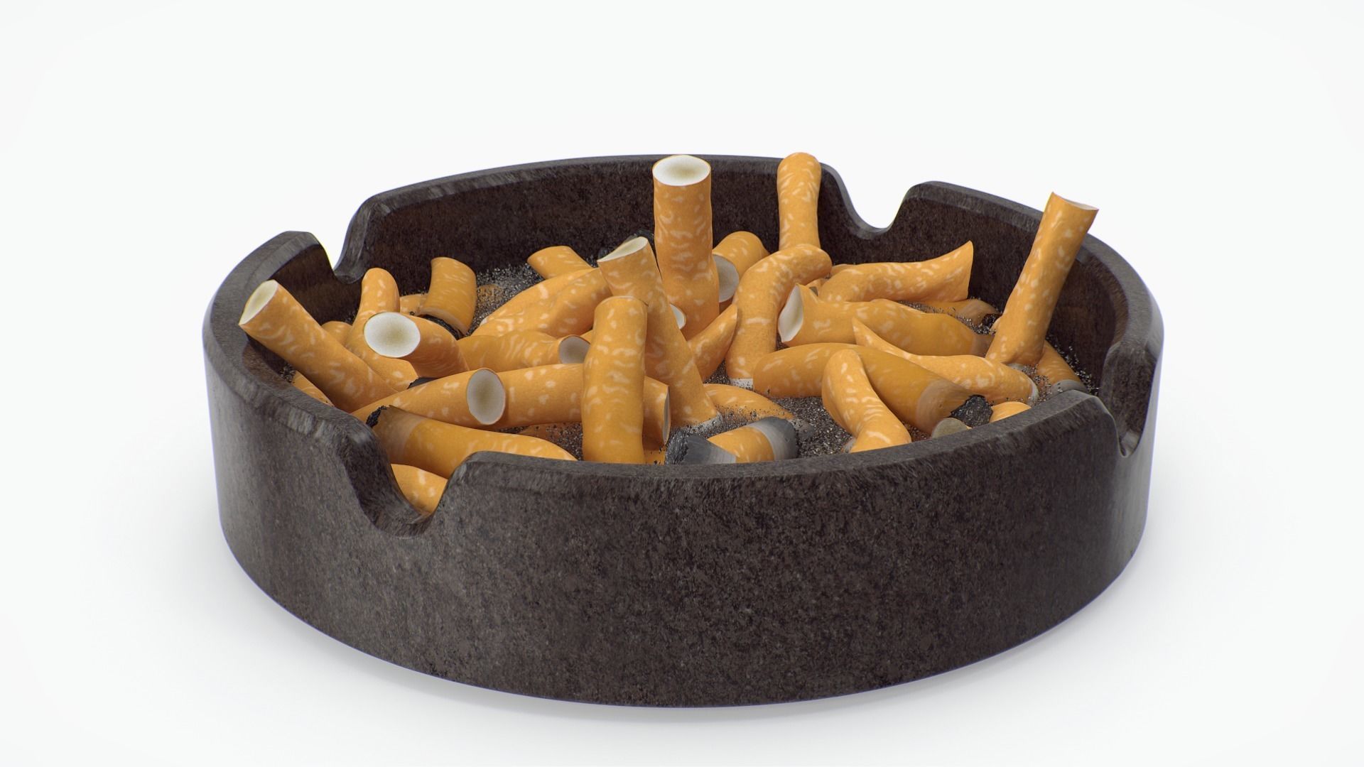 Ashtray Filled With Ash and Cigarettes pack 3D model | CGTrader