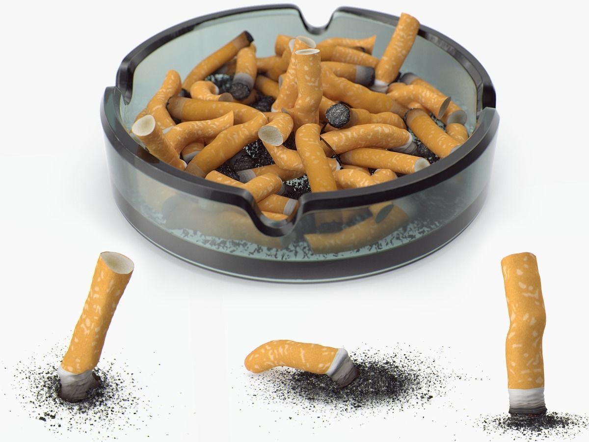 Ashtray Filled With Ash and Cigarettes pack 3D model | CGTrader