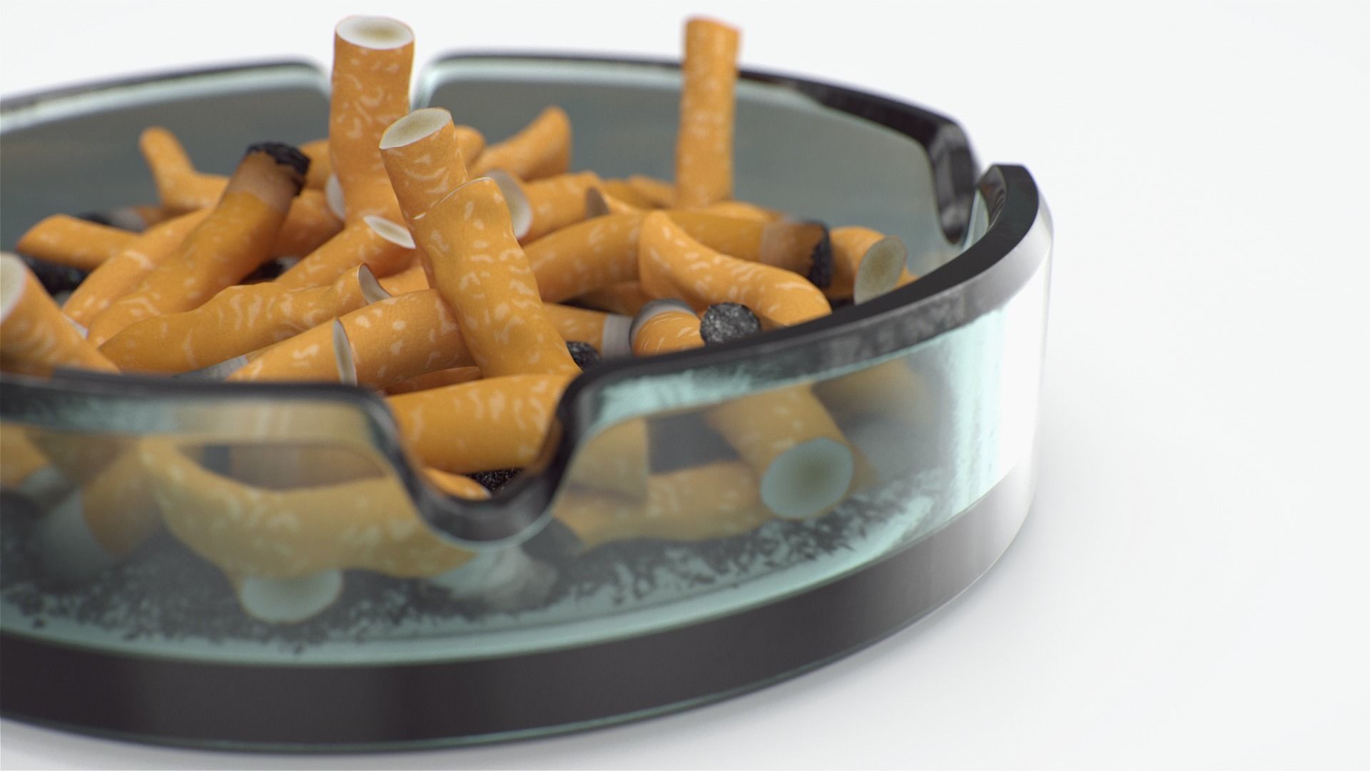Ashtray Filled With Ash and Cigarettes pack 3D model | CGTrader
