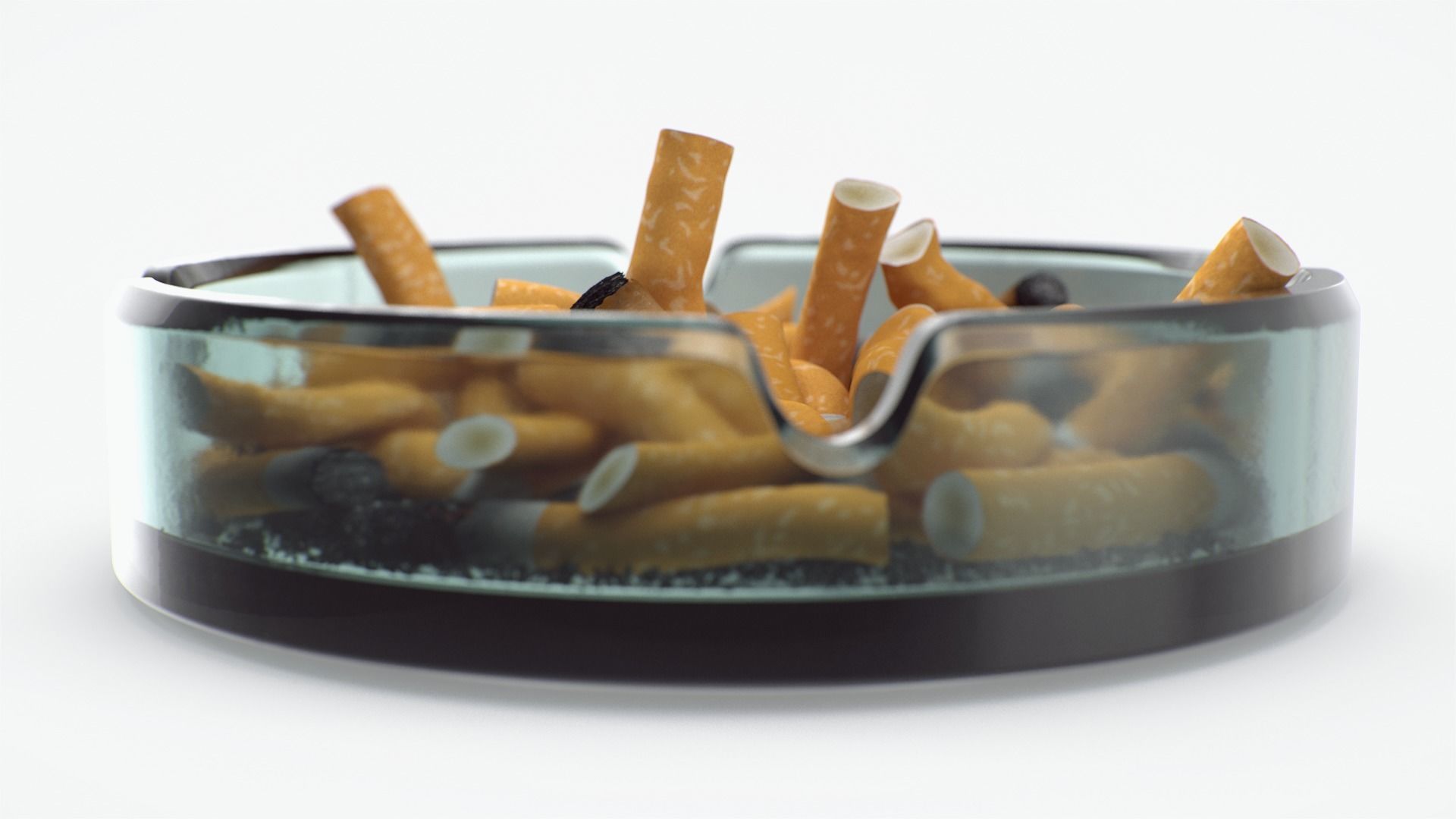 Ashtray Filled With Ash and Cigarettes pack 3D model | CGTrader
