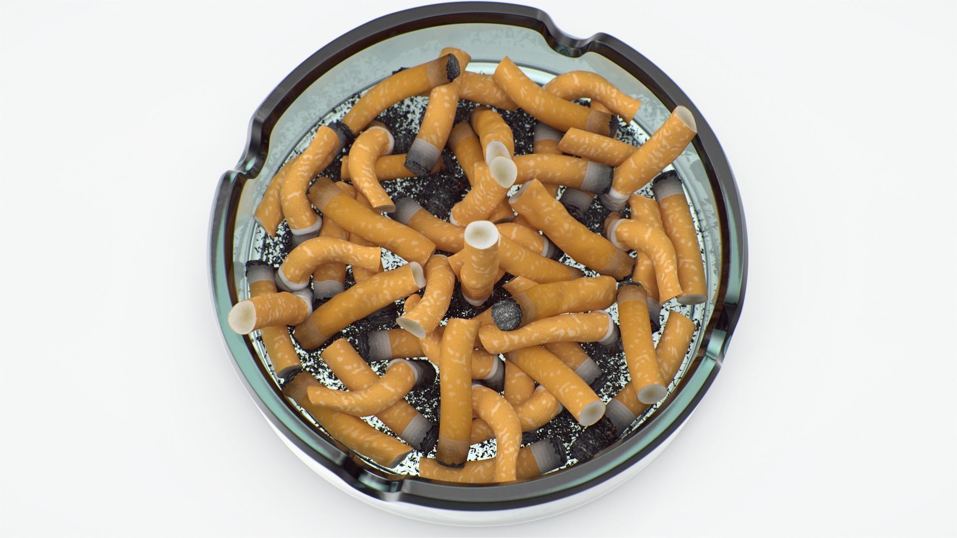 Ashtray Filled With Ash and Cigarettes pack 3D model | CGTrader