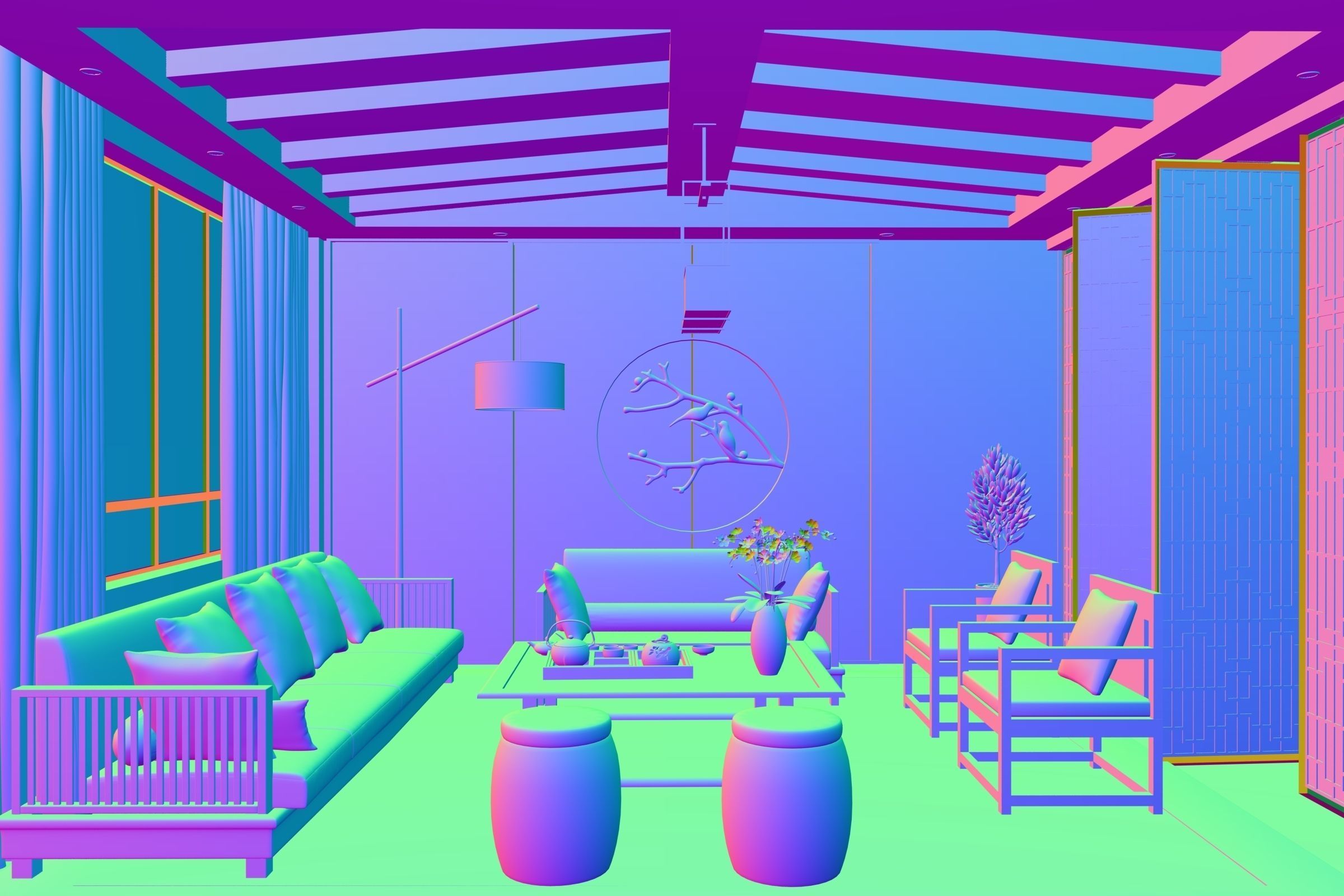 Living Room Scene for Vray Renderer 3D model 3D model | CGTrader