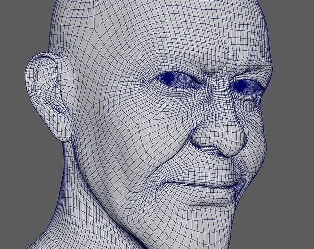 3D model Old male character base mesh 3D model VR / AR / low-poly ...