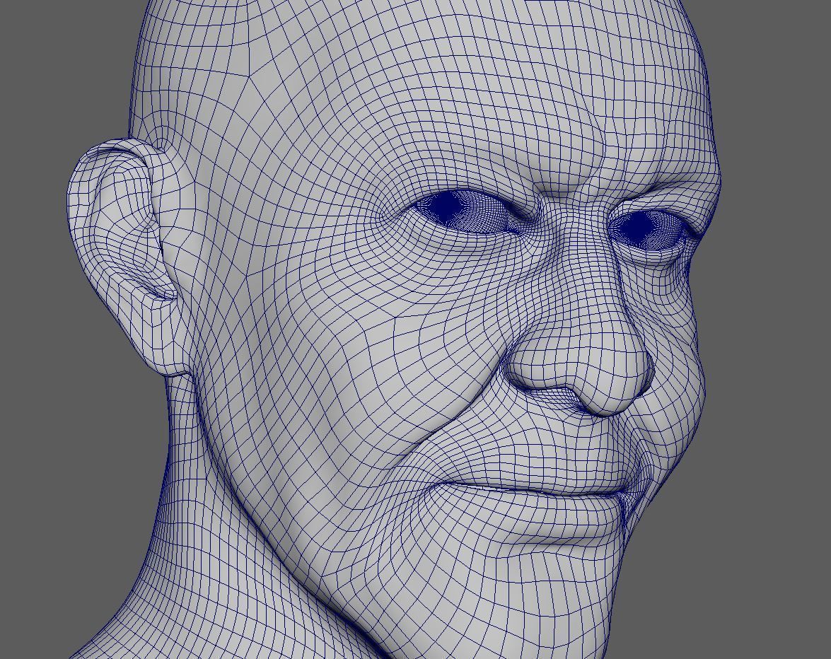 3D model Old male character base mesh 3D model VR / AR / low-poly ...