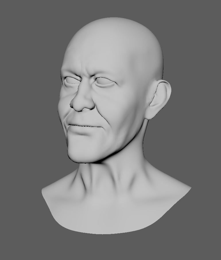 3D model Old male character base mesh 3D model VR / AR / low-poly ...