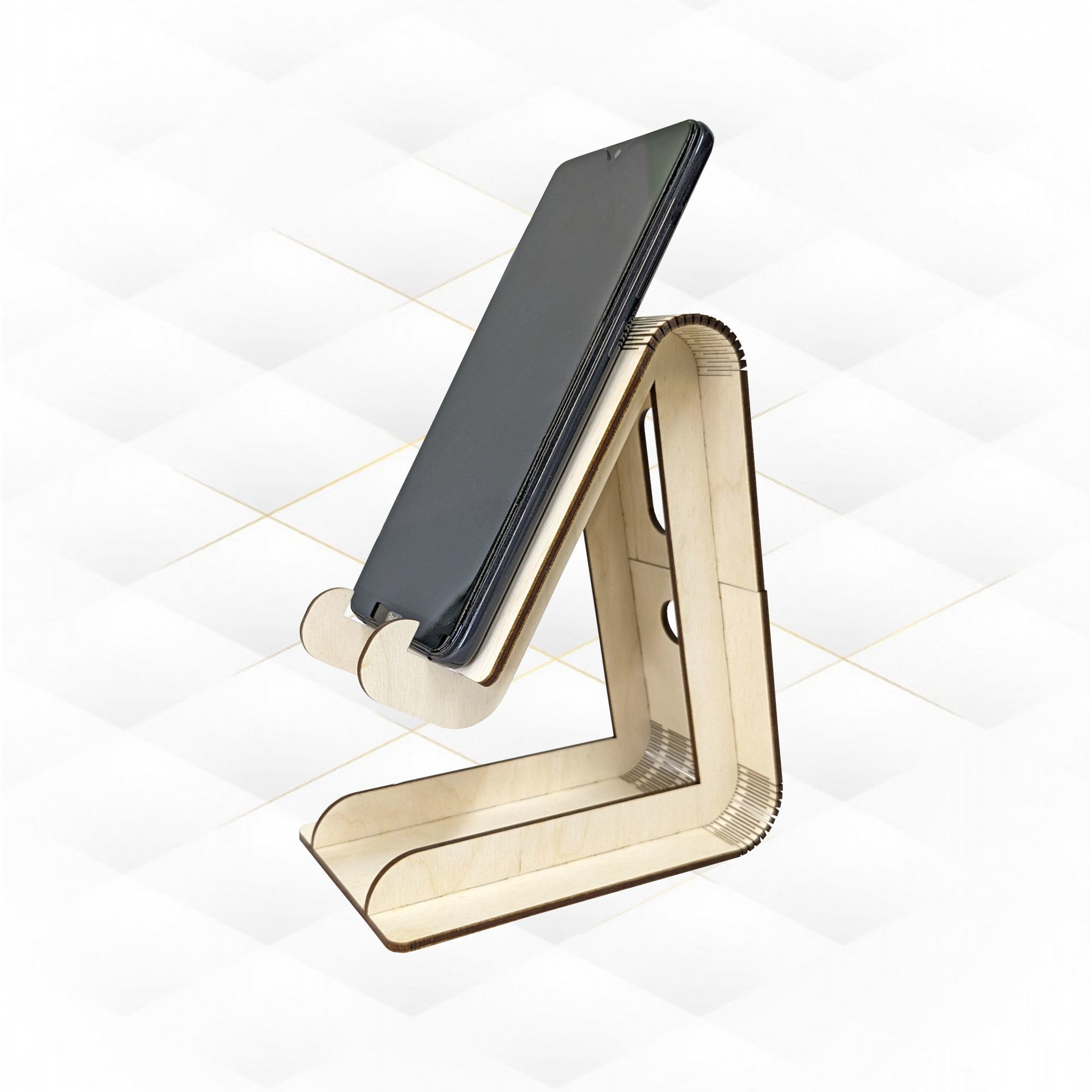 Stand holder for mobile svg dxf design laser cut two pattern 3D model ...