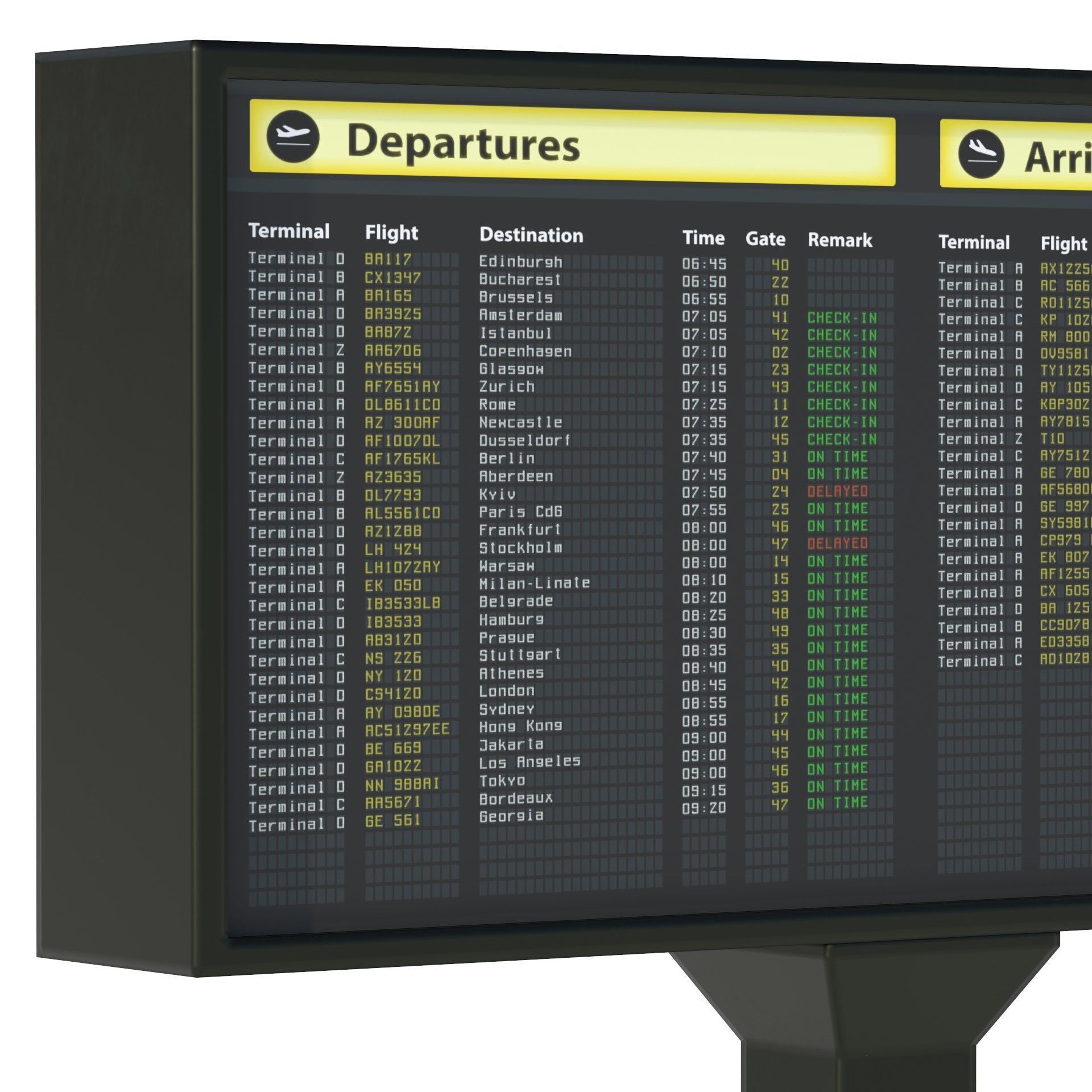 3D model Airport Departures Sign VR / AR / low-poly | CGTrader
