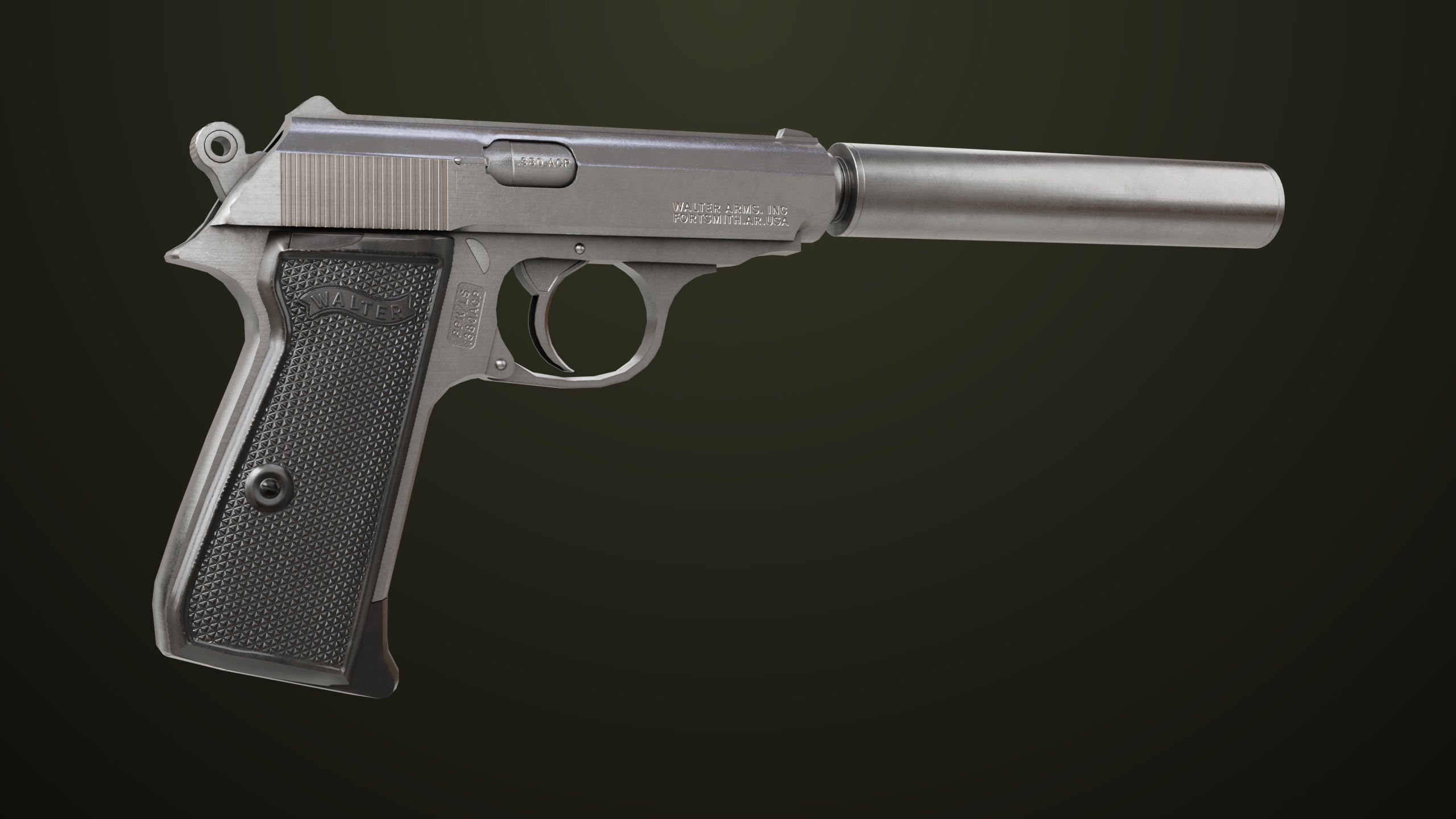 3D model Pistol 05 Silver Generic All PBR Unity UE Textures Included VR ...