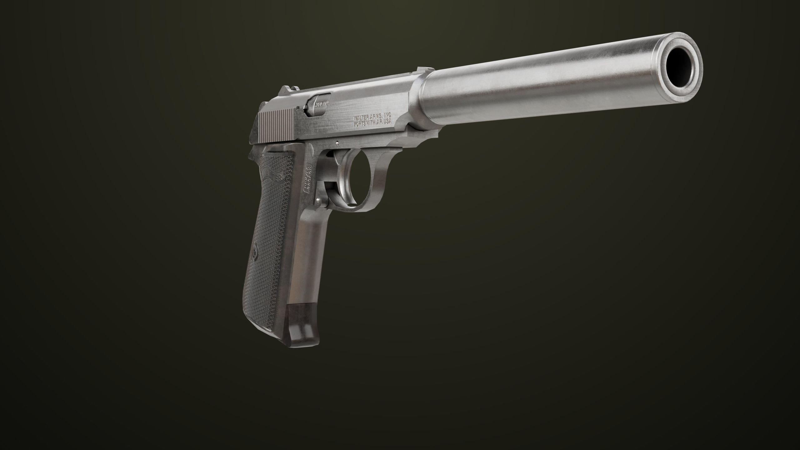 3D model Pistol 05 Silver Generic All PBR Unity UE Textures Included VR ...