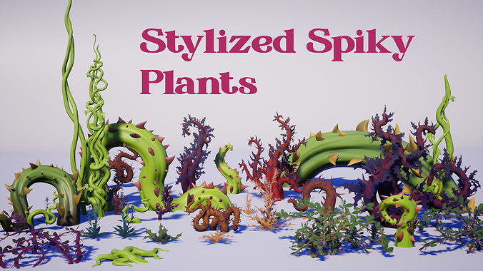 3D model Spiky Plants Pack VR / AR / low-poly | CGTrader