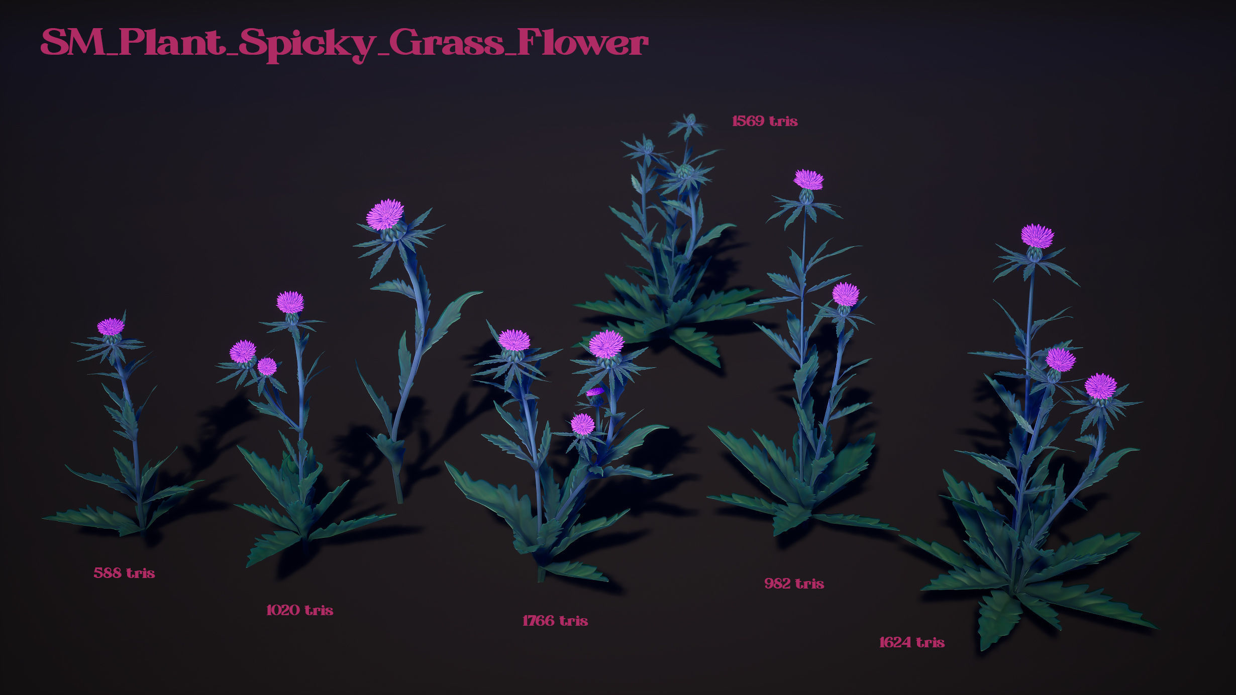 3D model Spiky Plants Pack VR / AR / low-poly | CGTrader