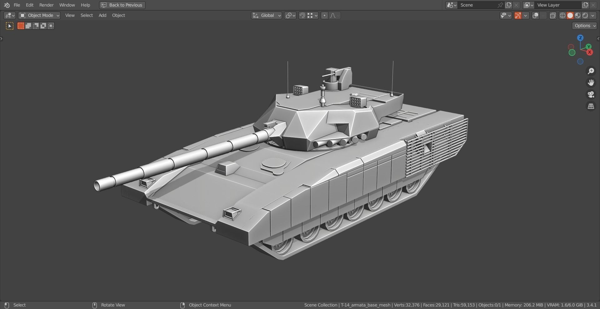 3D model T14 ARMATA TANK BASE MESH VR / AR / low-poly | CGTrader