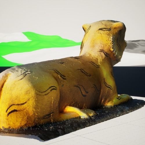 Crude Yellow Tiger Concrete Sculpture - 3d model 3D model | CGTrader