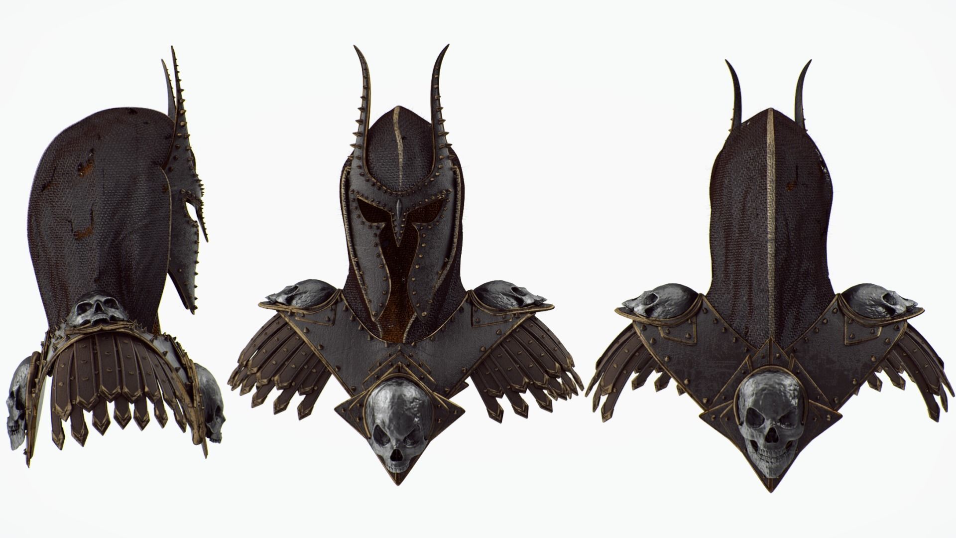 Skull Armor With Hood With Dark Thorn Mask 3D model | CGTrader